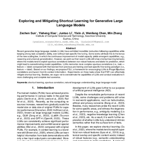 Exploring and Mitigating Shortcut Learning for Generative Large Language Models - ACL Anthology