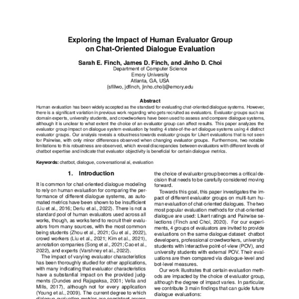 Exploring the Impact of Human Evaluator Group on Chat-Oriented Dialogue Evaluation - ACL Anthology