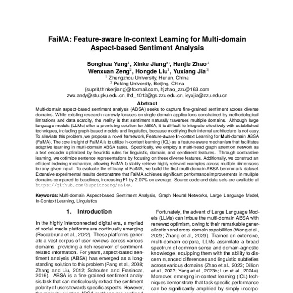 FaiMA: Feature-aware In-context Learning for Multi-domain Aspect-based Sentiment Analysis - ACL ...