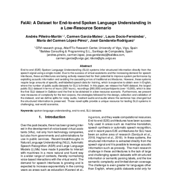 FalAI: A Dataset for End-to-end Spoken Language Understanding in a Low-Resource Scenario - ACL ...