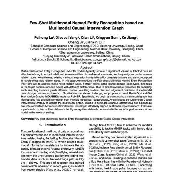 Few-Shot Multimodal Named Entity Recognition Based on Mutlimodal Causal Intervention Graph - ACL ...