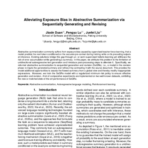 Alleviating Exposure Bias in Abstractive Summarization via Sequentially ...