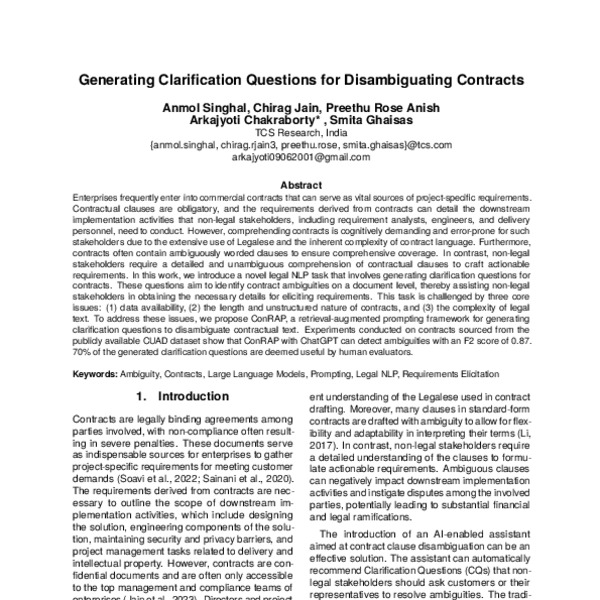 Generating Clarification Questions for Disambiguating Contracts - ACL Anthology