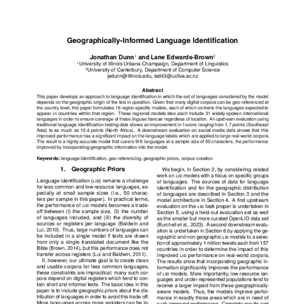 Geographically-Informed Language Identification - ACL Anthology