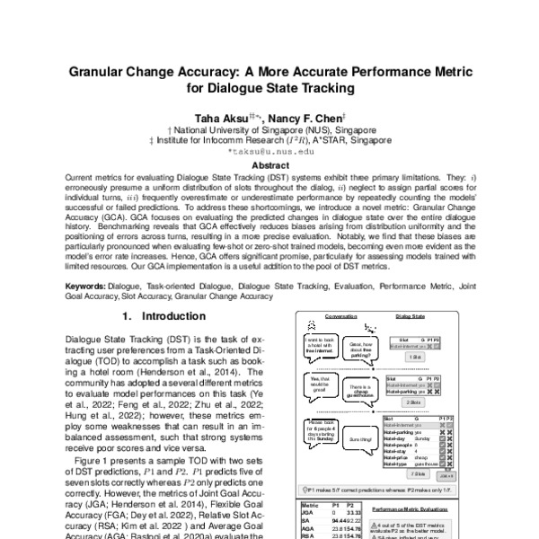 Granular Change Accuracy: A More Accurate Performance Metric for Dialogue State Tracking - ACL ...