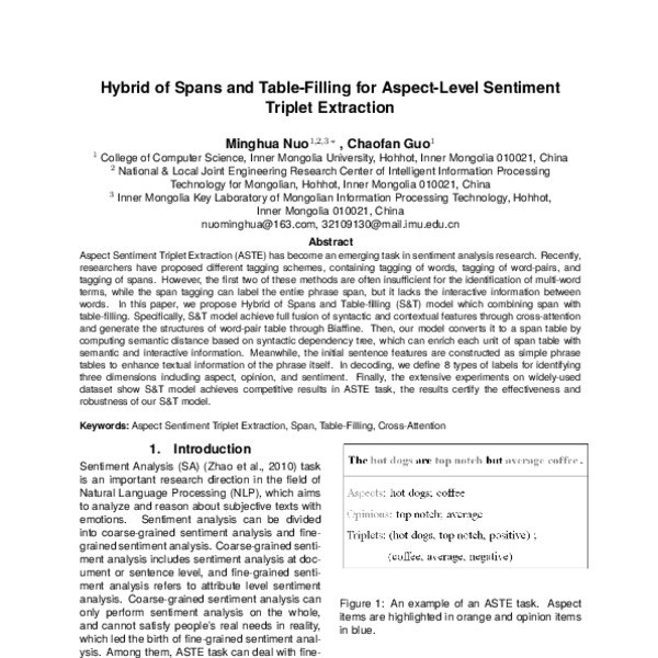 Hybrid Of Spans And Table Filling For Aspect Level Sentiment Triplet