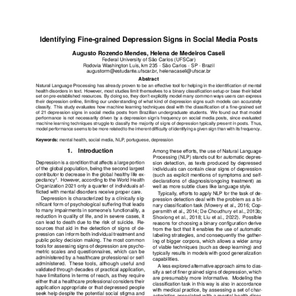 Identifying Fine-grained Depression Signs in Social Media Posts - ACL Anthology