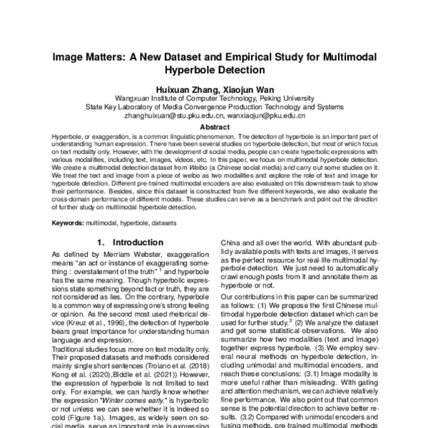 Image Matters: A New Dataset and Empirical Study for Multimodal ...