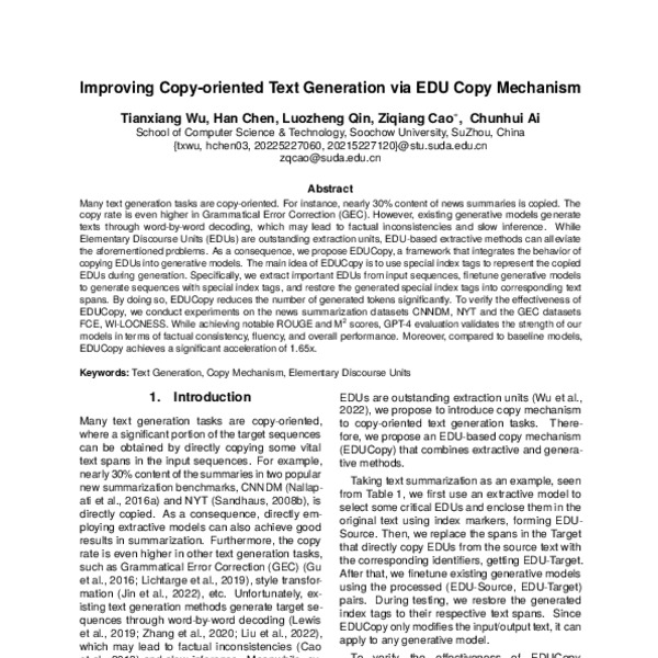 Improving Copy-oriented Text Generation via EDU Copy Mechanism - ACL Anthology
