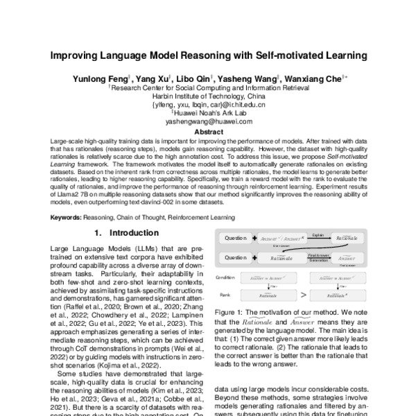 Improving Language Model Reasoning with Self-motivated Learning - ACL Anthology