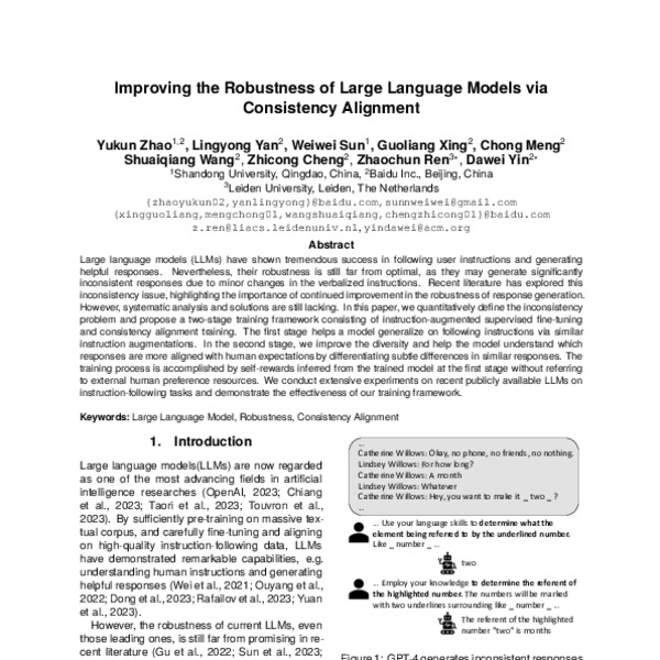 Improving the Robustness of Large Language Models via Consistency Alignment - ACL Anthology