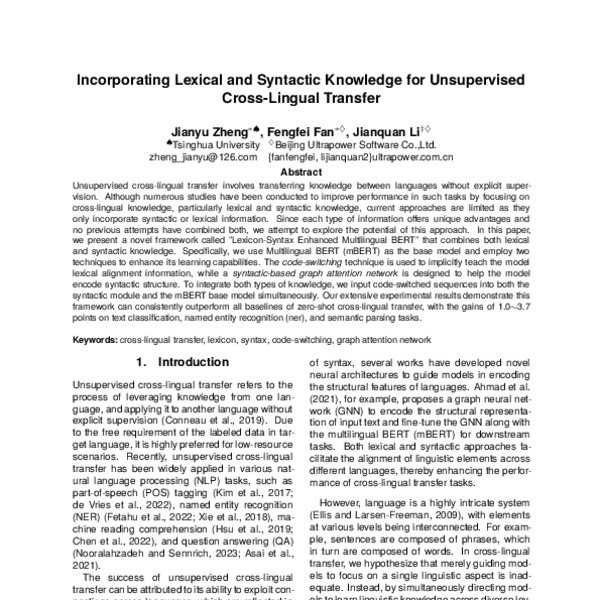 Incorporating Lexical and Syntactic Knowledge for Unsupervised Cross-Lingual Transfer - ACL ...