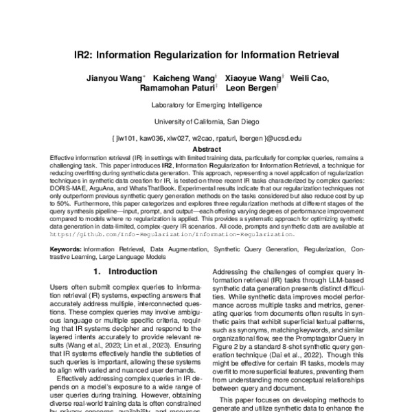 IR2: Information Regularization for Information Retrieval - ACL Anthology