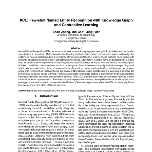 Kcl Few Shot Named Entity Recognition With Knowledge Graph And Contrastive Learning Acl Anthology