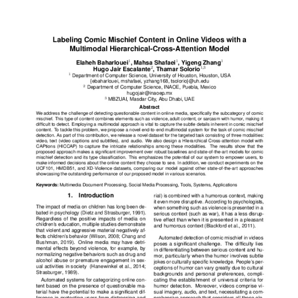 Labeling Comic Mischief Content in Online Videos with a Multimodal ...