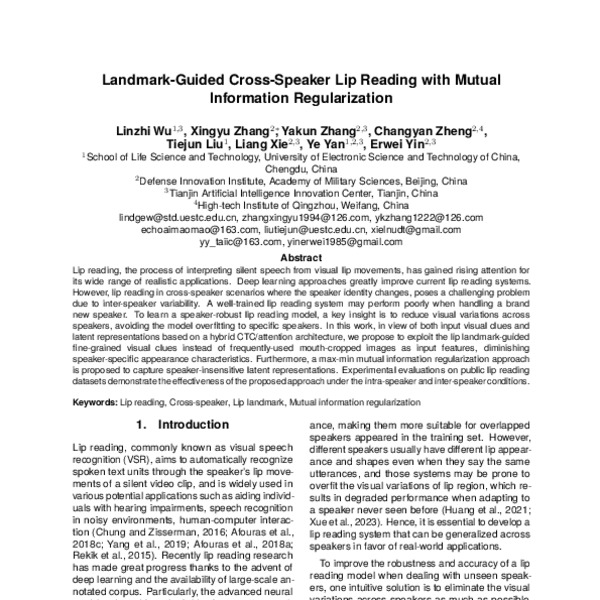 Landmark-Guided Cross-Speaker Lip Reading with Mutual Information ...