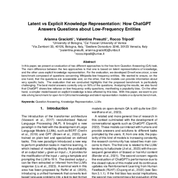 Latent vs Explicit Knowledge Representation: How ChatGPT Answers Questions about Low-Frequency ...