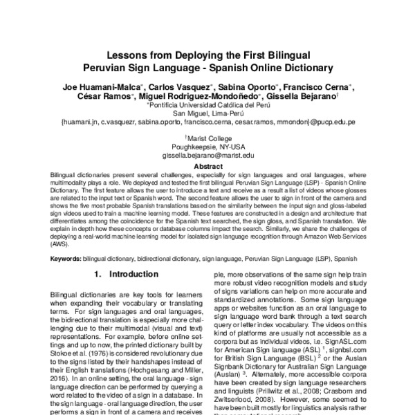 Lessons from Deploying the First Bilingual Peruvian Sign Language ...