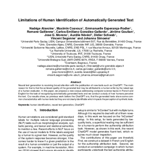 Limitations of Human Identification of Automatically Generated Text ...