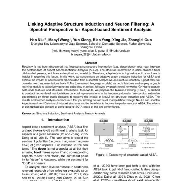 Linking Adaptive Structure Induction and Neuron Filtering: A Spectral Perspective for Aspect ...