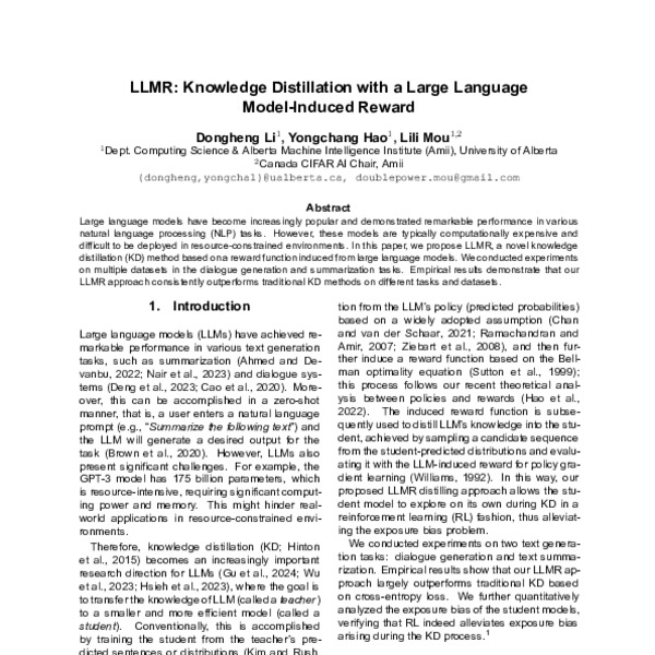 LLMR: Knowledge Distillation with a Large Language Model-Induced Reward - ACL Anthology