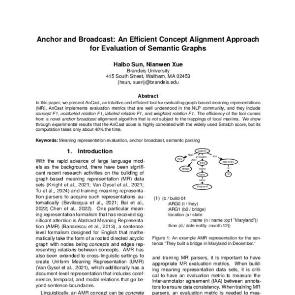 Anchor and Broadcast: An Efficient Concept Alignment Approach for Evaluation of Semantic Graphs ...