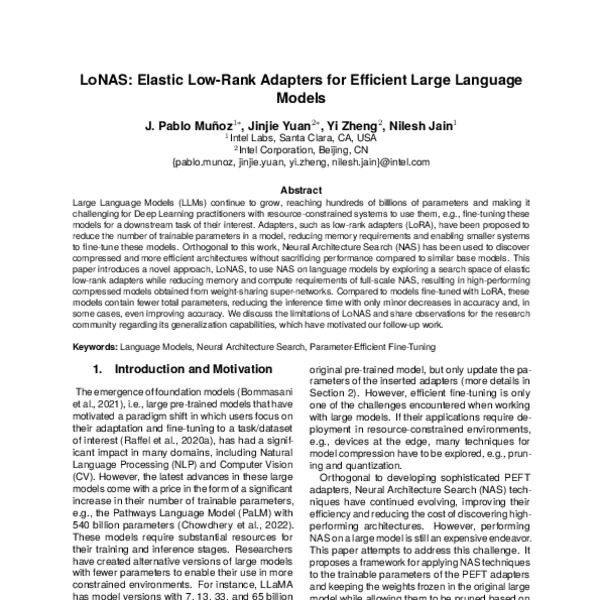 LoNAS: Elastic Low-Rank Adapters for Efficient Large Language Models - ACL Anthology