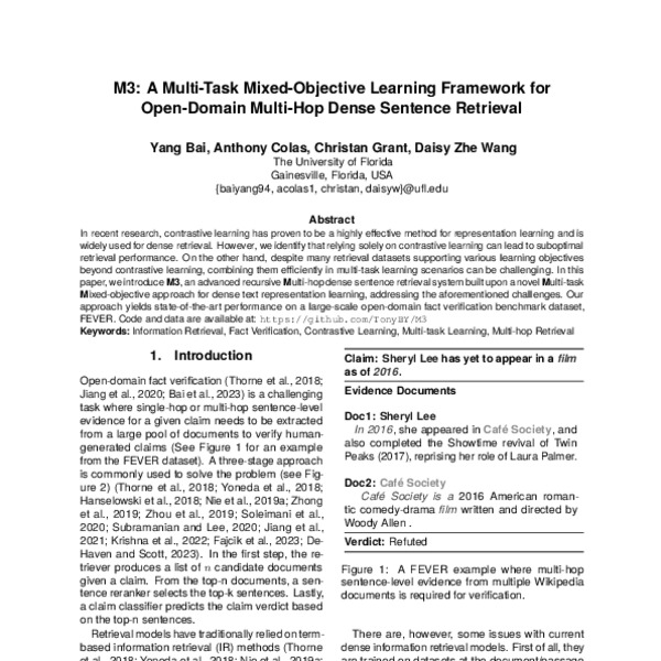 M3: A Multi-Task Mixed-Objective Learning Framework for Open-Domain Multi-Hop Dense Sentence ...