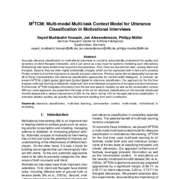 M3TCM: Multi-modal Multi-task Context Model for Utterance Classification in Motivational ...