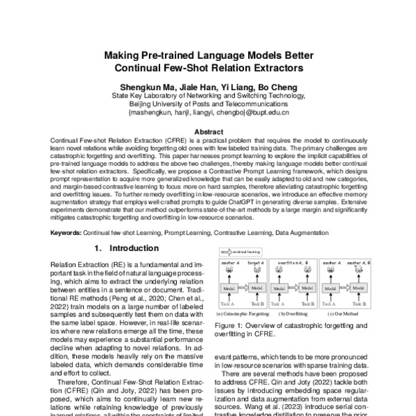 Making Pre-trained Language Models Better Continual Few-Shot Relation Extractors - ACL Anthology