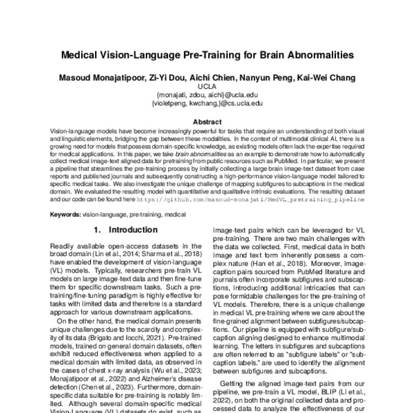 Medical Vision-Language Pre-Training for Brain Abnormalities - ACL ...
