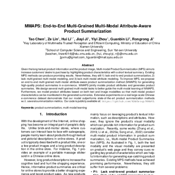 MMAPS: End-to-End Multi-Grained Multi-Modal Attribute-Aware Product Summarization - ACL Anthology