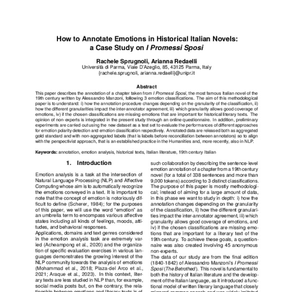 How to Annotate Emotions in Historical Italian Novels: A Case Study on ...