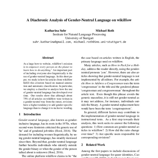 A Diachronic Analysis of Gender-Neutral Language on wikiHow - ACL Anthology