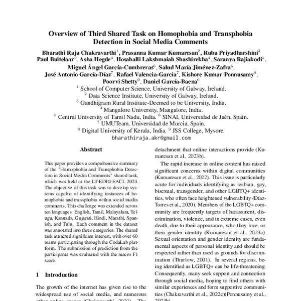 Overview of Third Shared Task on Homophobia and Transphobia Detection in Social Media Comments ...