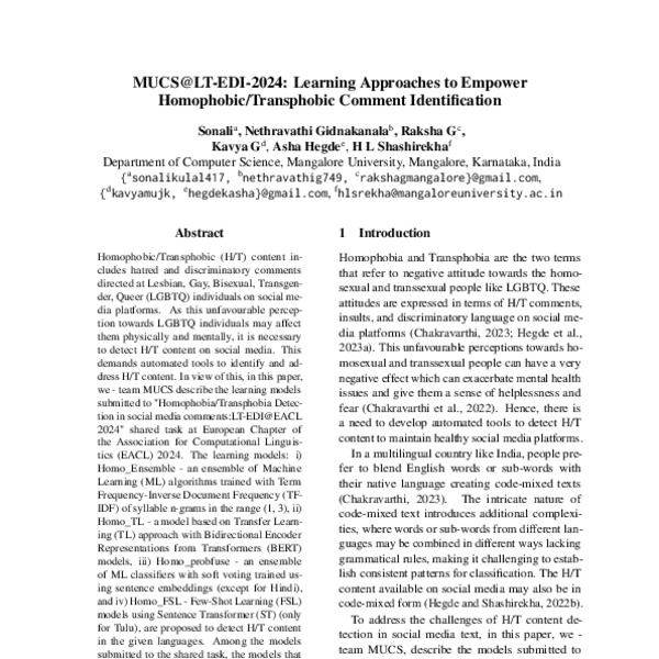 MUCS@LT-EDI-2024: Learning Approaches to Empower Homophobic/Transphobic Comment Identification ...