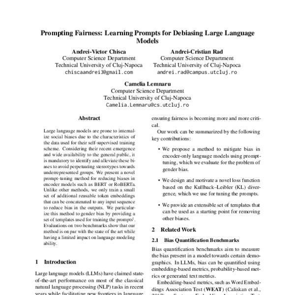 Prompting Fairness: Learning Prompts for Debiasing Large Language Models - ACL Anthology