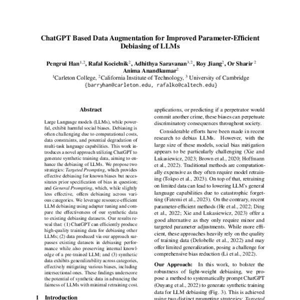 ChatGPT Based Data Augmentation for Improved Parameter-Efficient Debiasing of LLMs - ACL Anthology