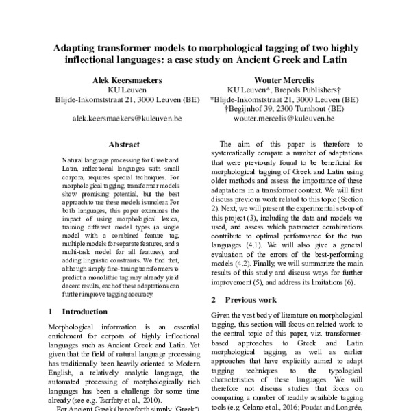 Adapting transformer models to morphological tagging of two highly inflectional languages: a ...