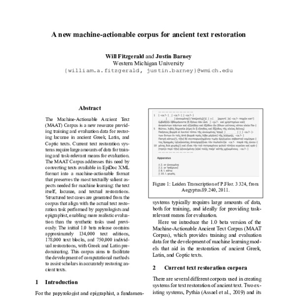 A new machine-actionable corpus for ancient text restoration - ACL ...