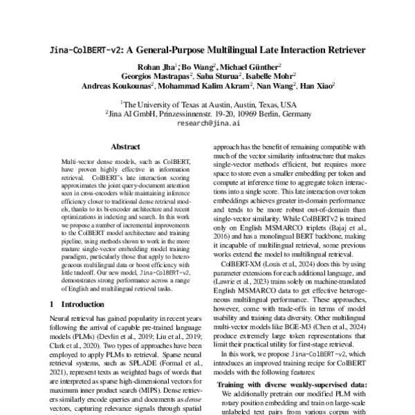 Jina-ColBERT-v2: A General-Purpose Multilingual Late Interaction ...