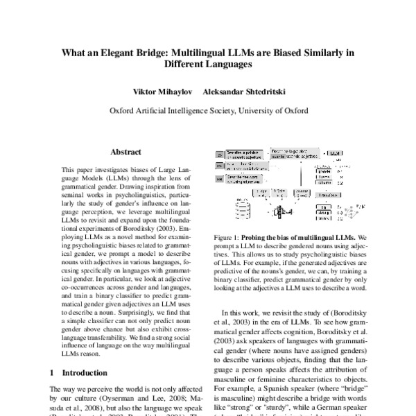 What an Elegant Bridge: Multilingual LLMs are Biased Similarly in ...