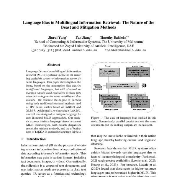 Language Bias in Multilingual Information Retrieval: The Nature of the Beast and Mitigation ...