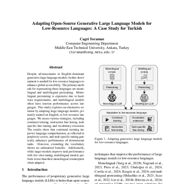 Adapting Open Source Generative Large Language Models For Low Resource