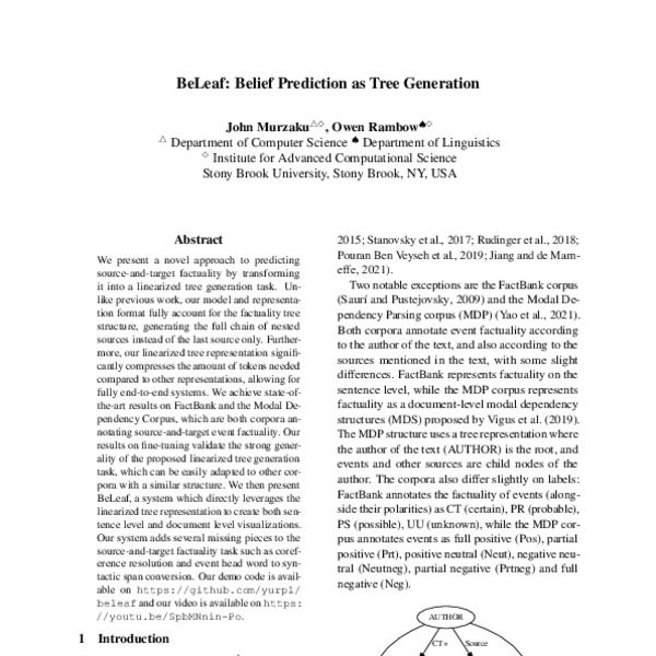 BeLeaf: Belief Prediction as Tree Generation - ACL Anthology
