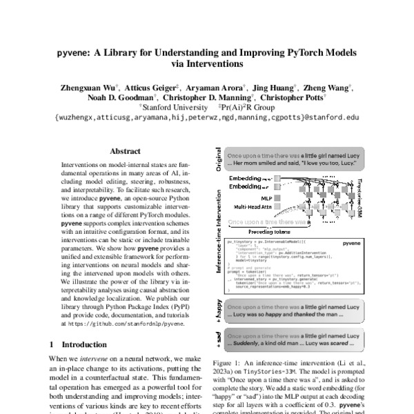 Pyvene A Library For Understanding And Improving Pytorch Models Via
