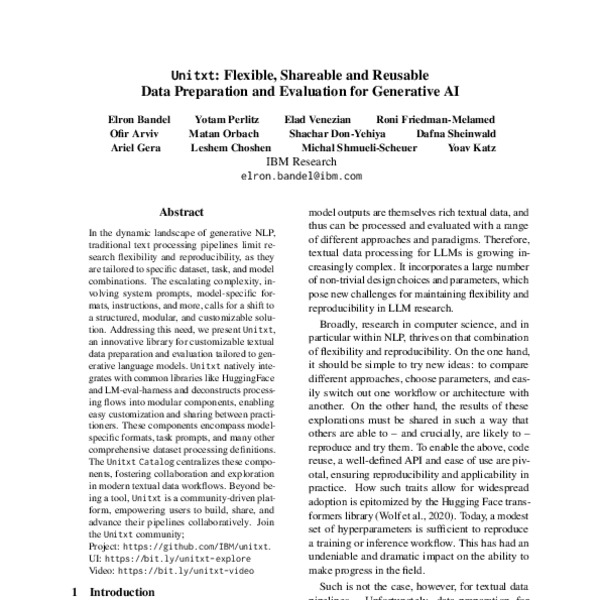Unitxt: Flexible, Shareable and Reusable Data Preparation and Evaluation for Generative AI - ACL ...