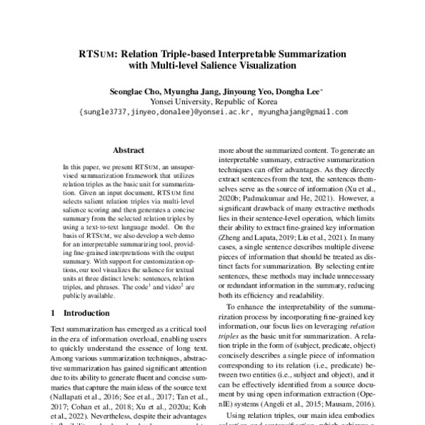 Rtsum Relation Triple Based Interpretable Summarization With Multi Level Salience Visualization