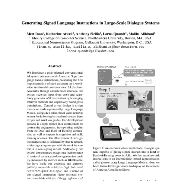 Generating Signed Language Instructions In Large Scale Dialogue Systems Acl Anthology