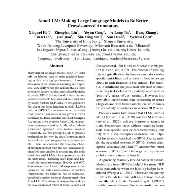 AnnoLLM: Making Large Language Models to Be Better Crowdsourced Annotators - ACL Anthology